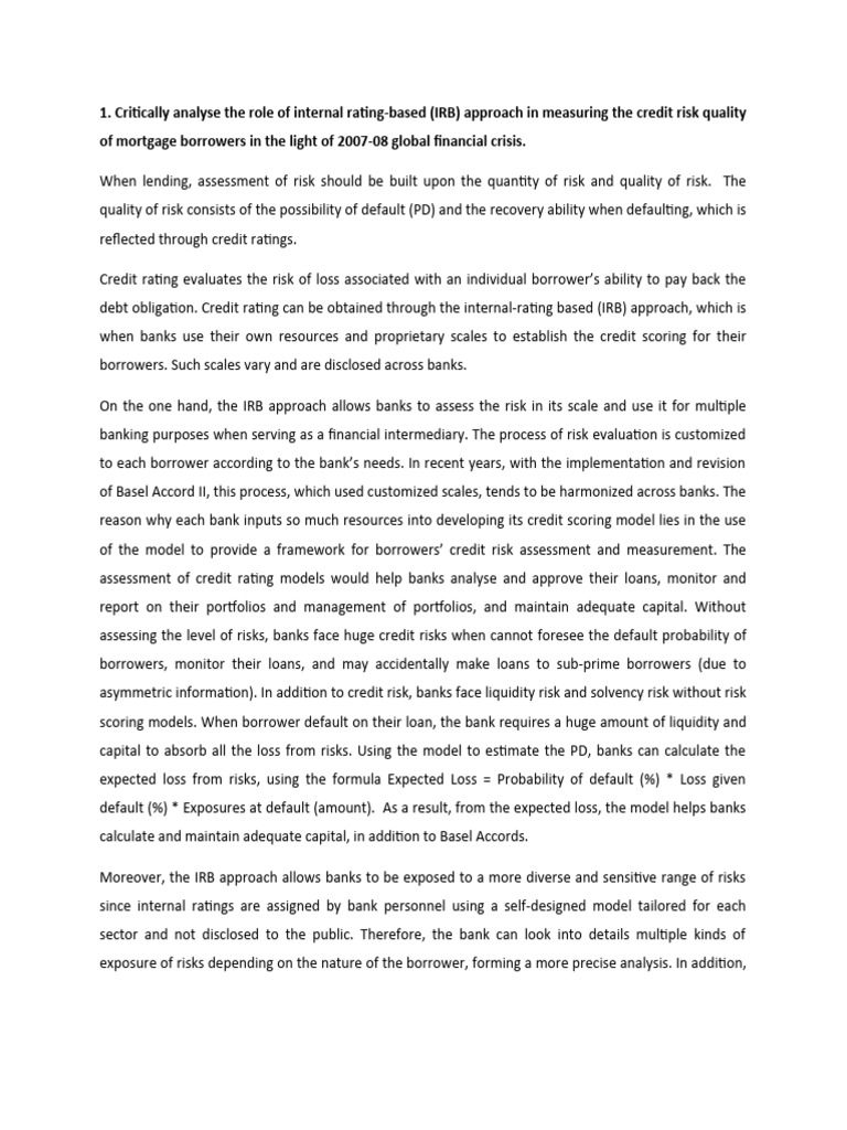 IRB and External Ratings in Credit Risk | PDF | Collateralized Debt ...