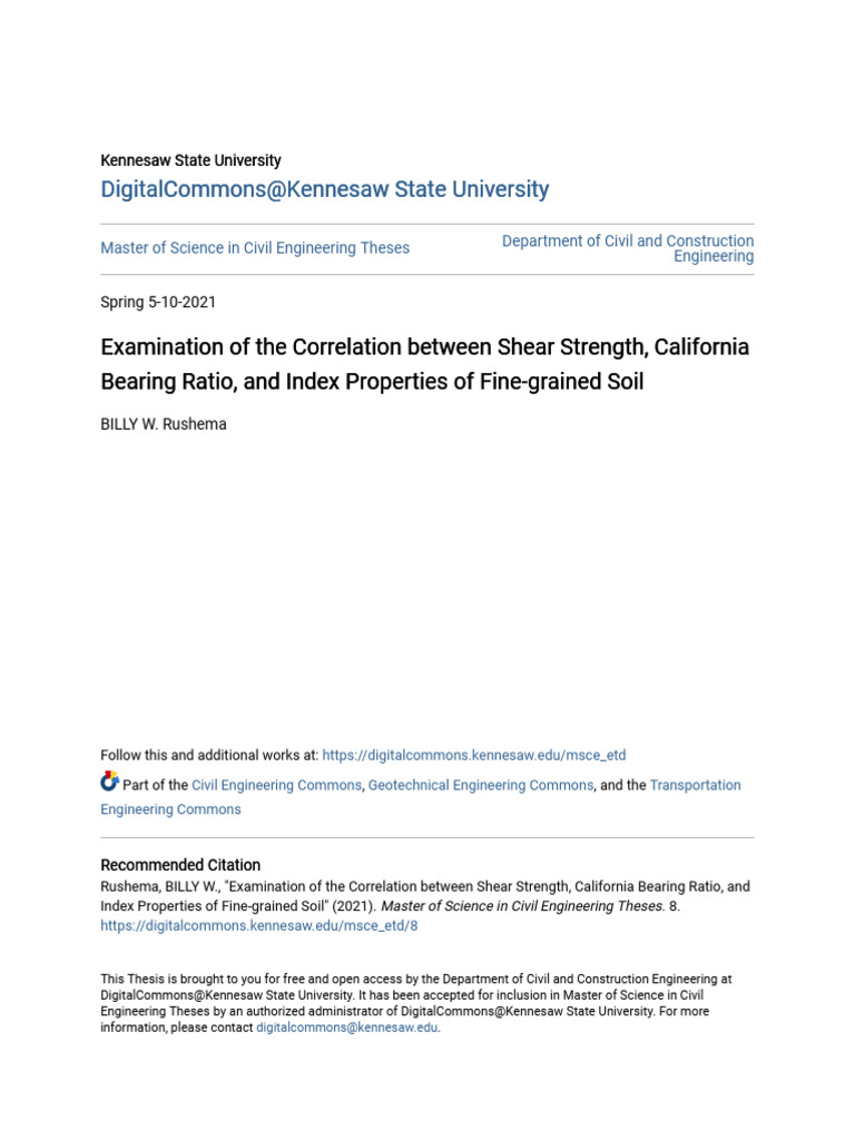 Examination of the Correlation between Shear Strength California ...