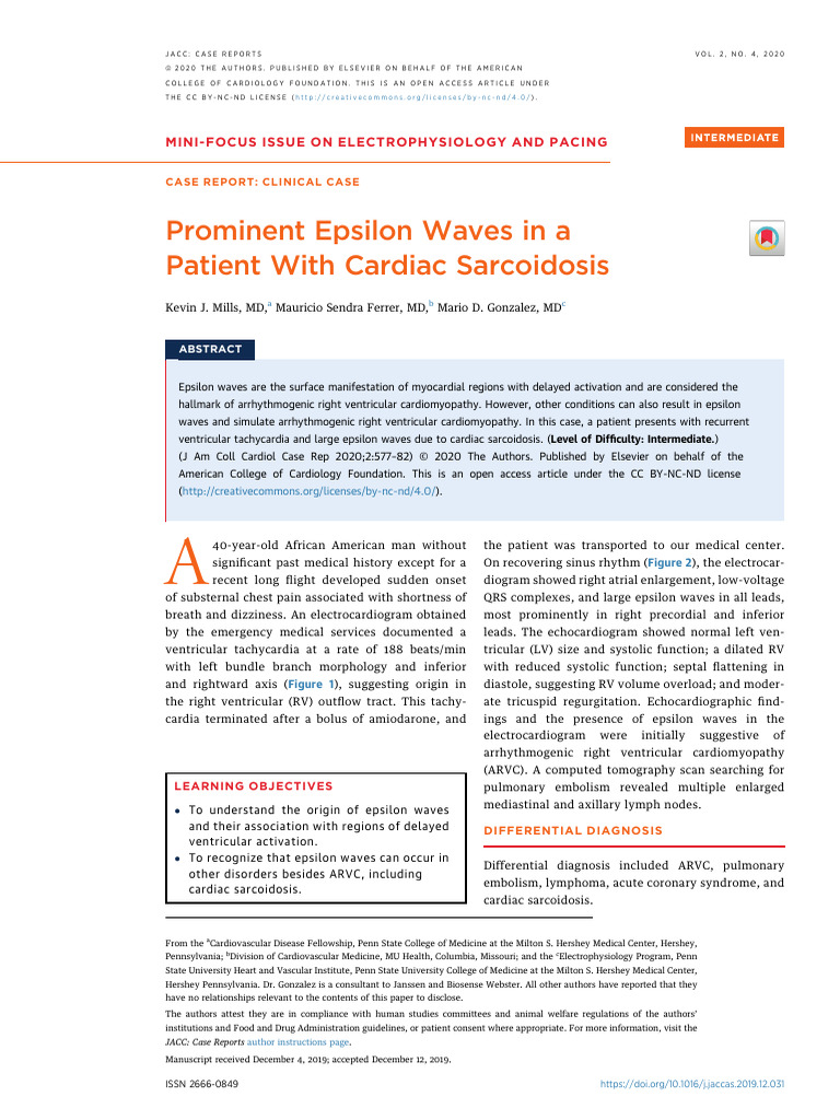 Prominent Epsilon Waves in A Patient With Cardiac Sarcoidosis | PDF ...