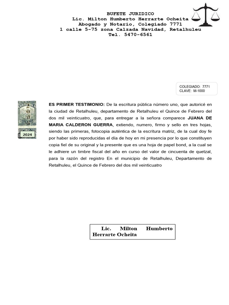 Testimonios de Escrituras Notarial | PDF | Ley común | Derecho Civil ...