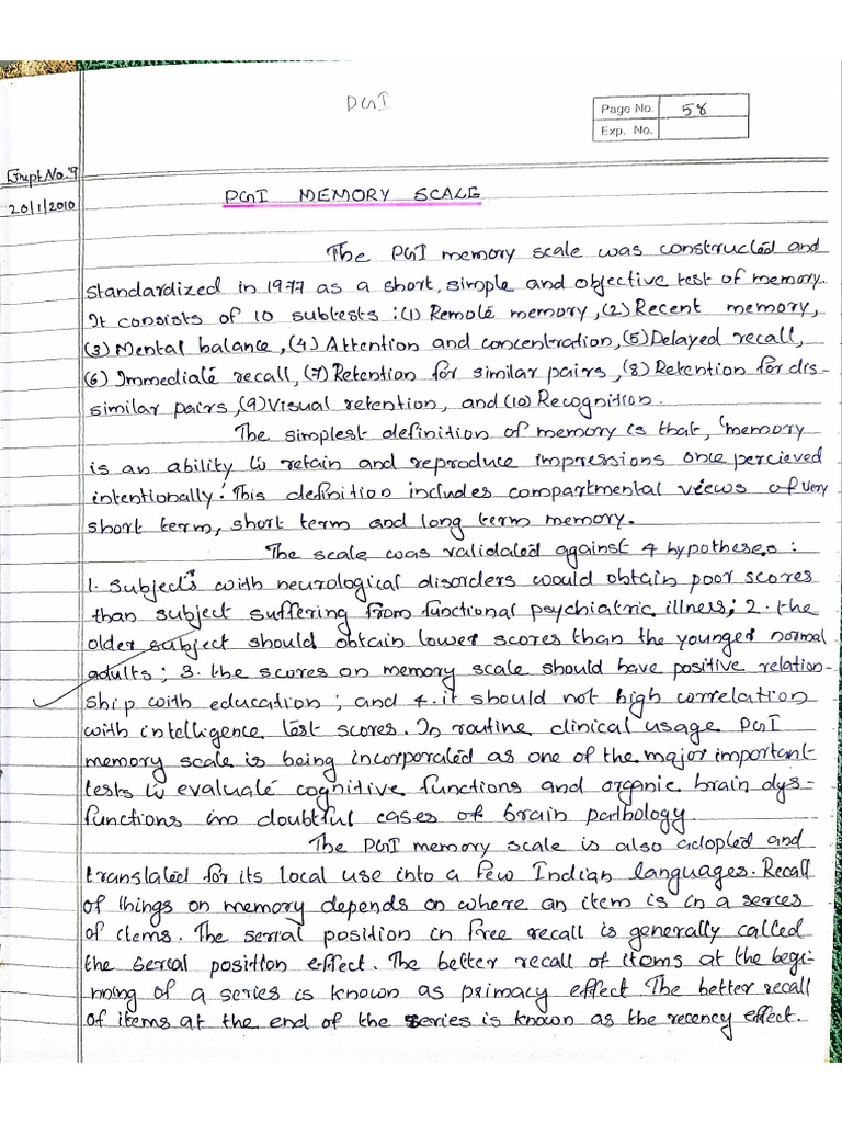 PGI Memory Scale | PDF