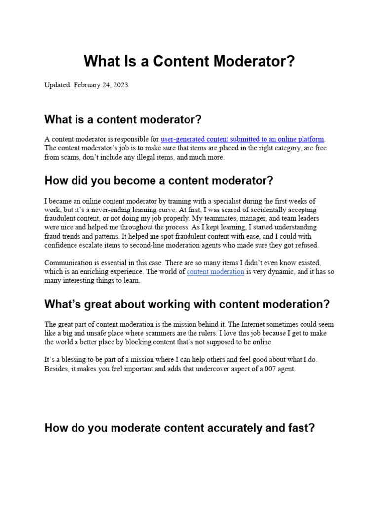 Guide for Aspiring Content Moderators | PDF | World Wide Web | Internet & Web