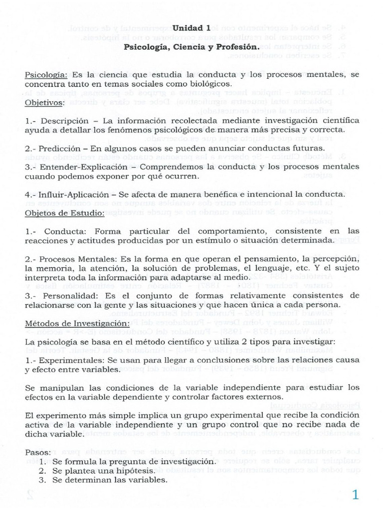 Unidad 1 - Psicología (1) Mimi | PDF