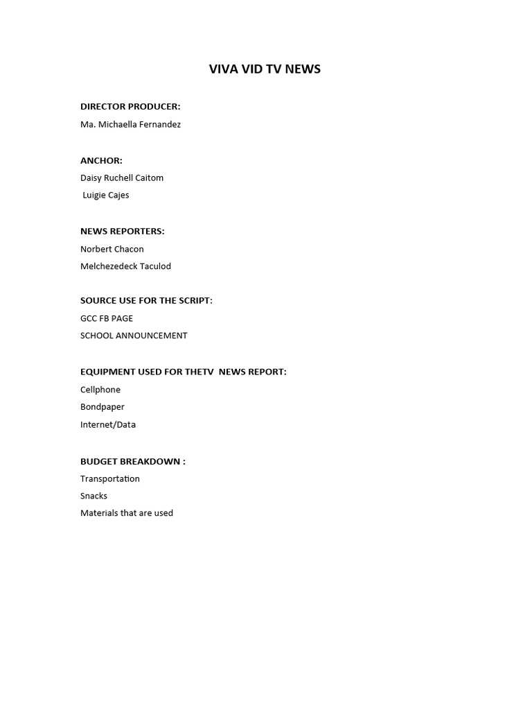 Viva Vid TV News | PDF | Mass Media | Entertainment
