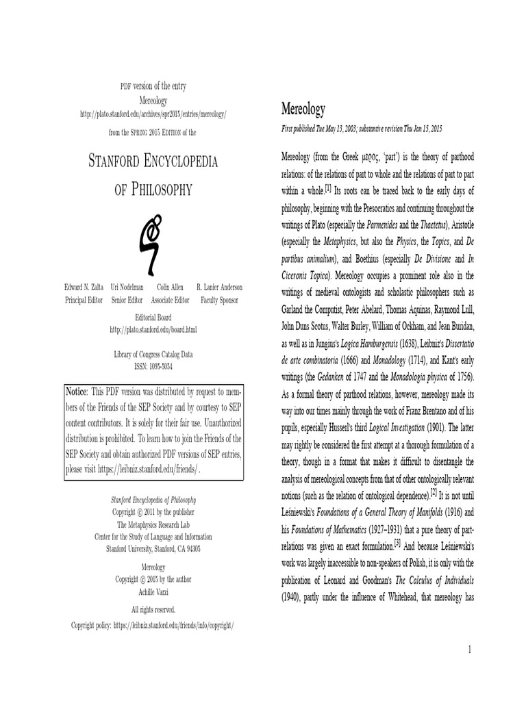 mereology_a4 | PDF | First Order Logic | Logic