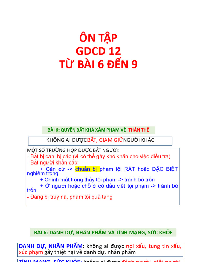 On Tap GDCD HK2 Lop 12 | PDF