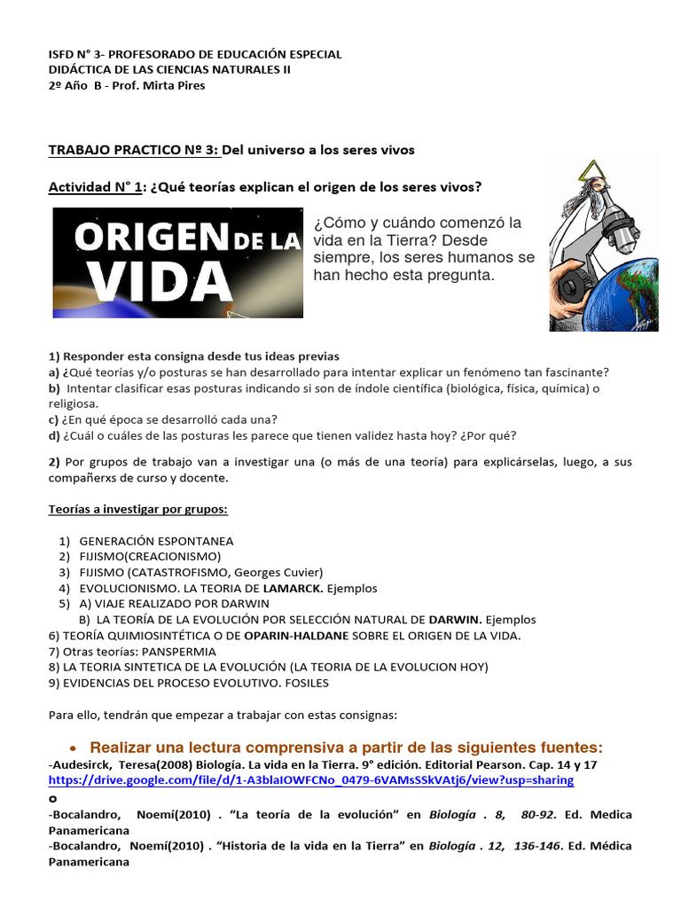 TP N 3 - Evolucion y Diversidad de La Vida | PDF | Evolución | Vida