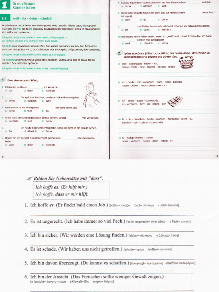 Übungen Weil - Da - Denn - Nämlich | PDF