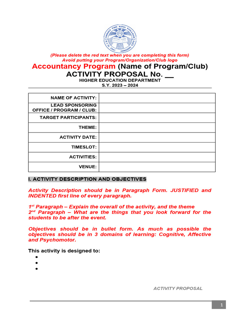 Activity Proposal Template V.sept27 | PDF