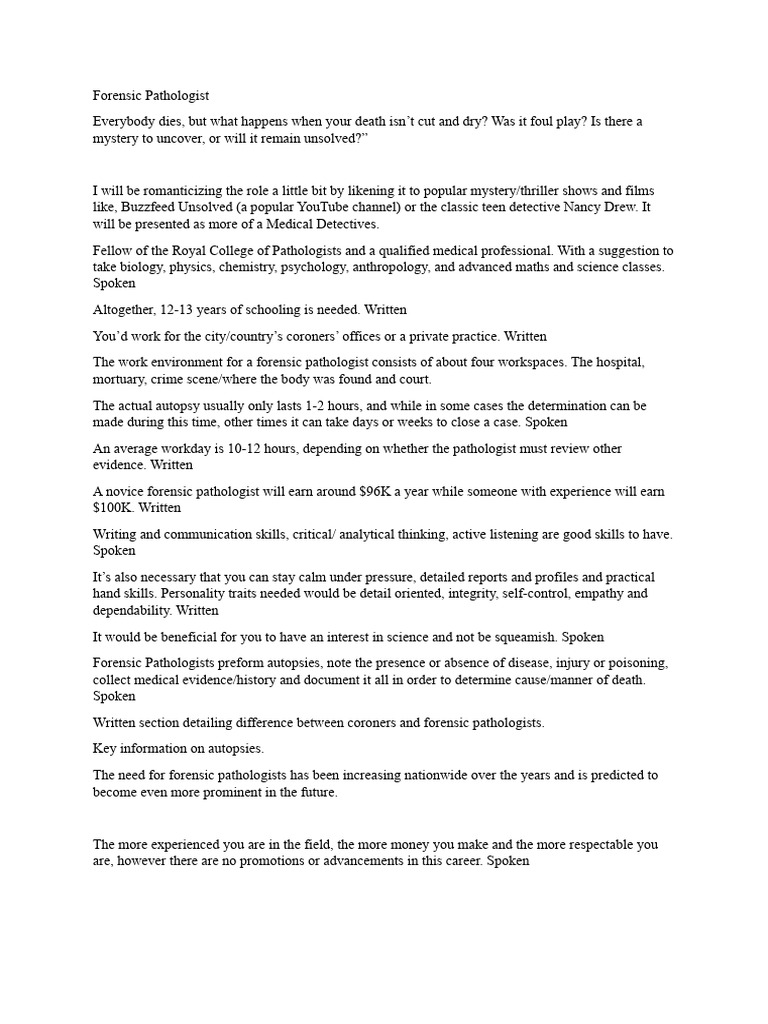 Forensic Pathologist | Download Free PDF | Autopsy | Forensic Science