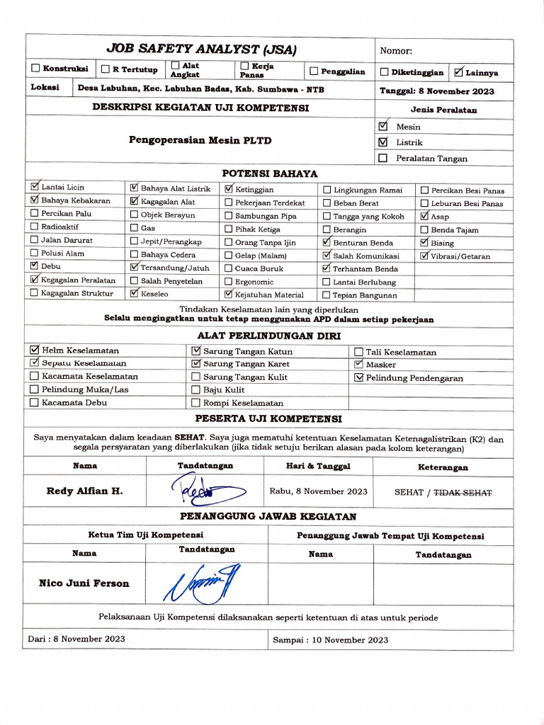 JSA Sertifikasi | PDF
