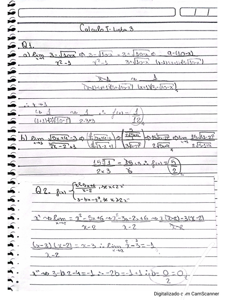 LISTA 3 - Cálculo 1 | PDF
