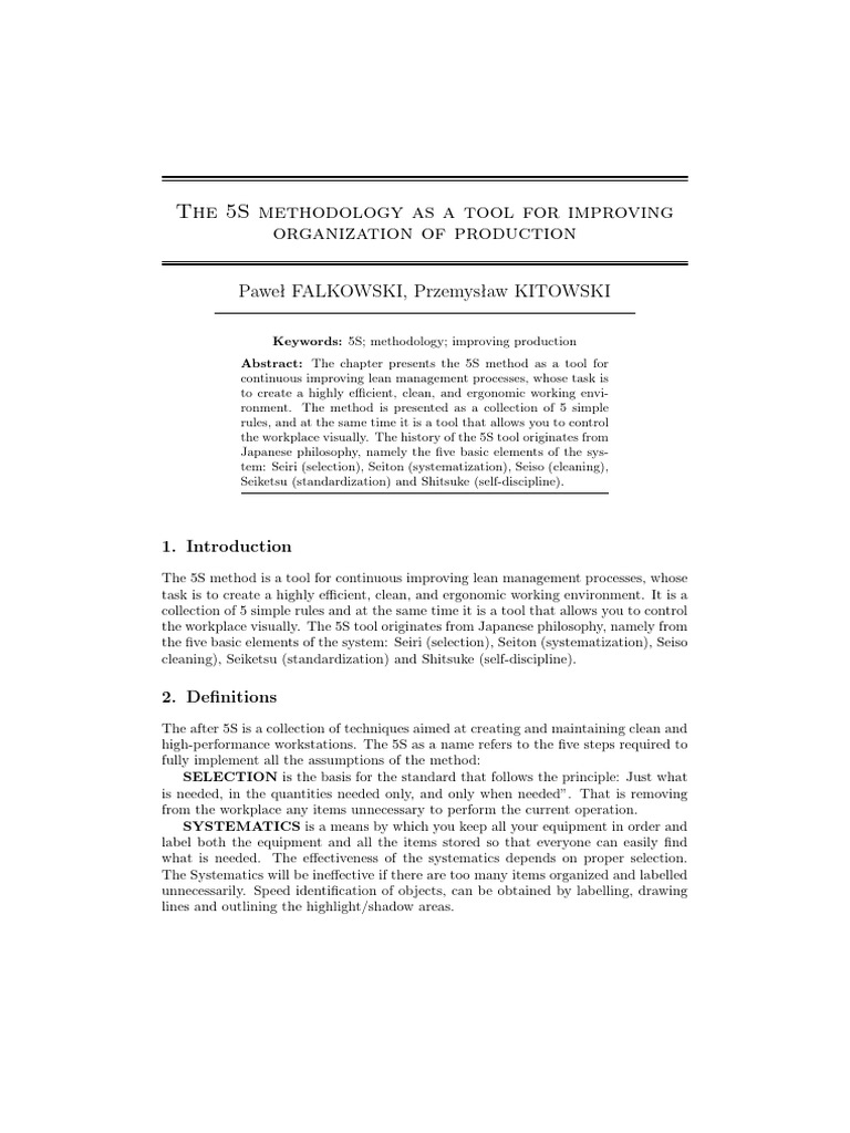 The 5S Methodology As Tool For Improving | PDF | Employment | Lean ...