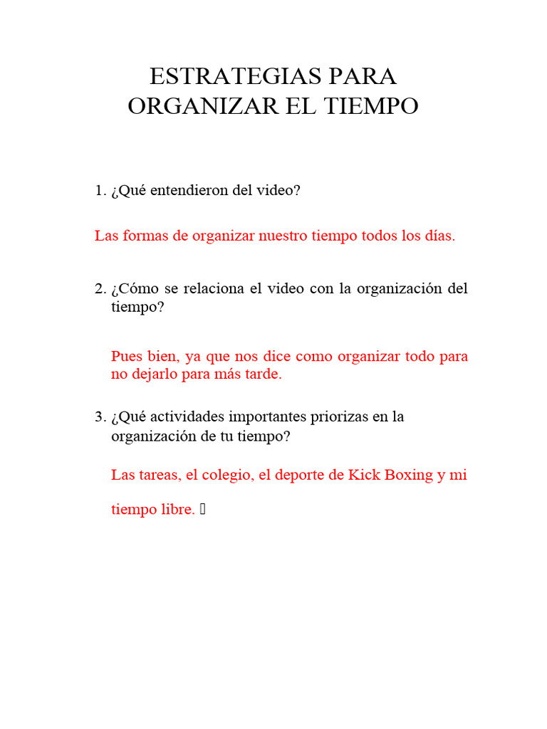 Estrategias Para Organizar El Tiempo Pdf