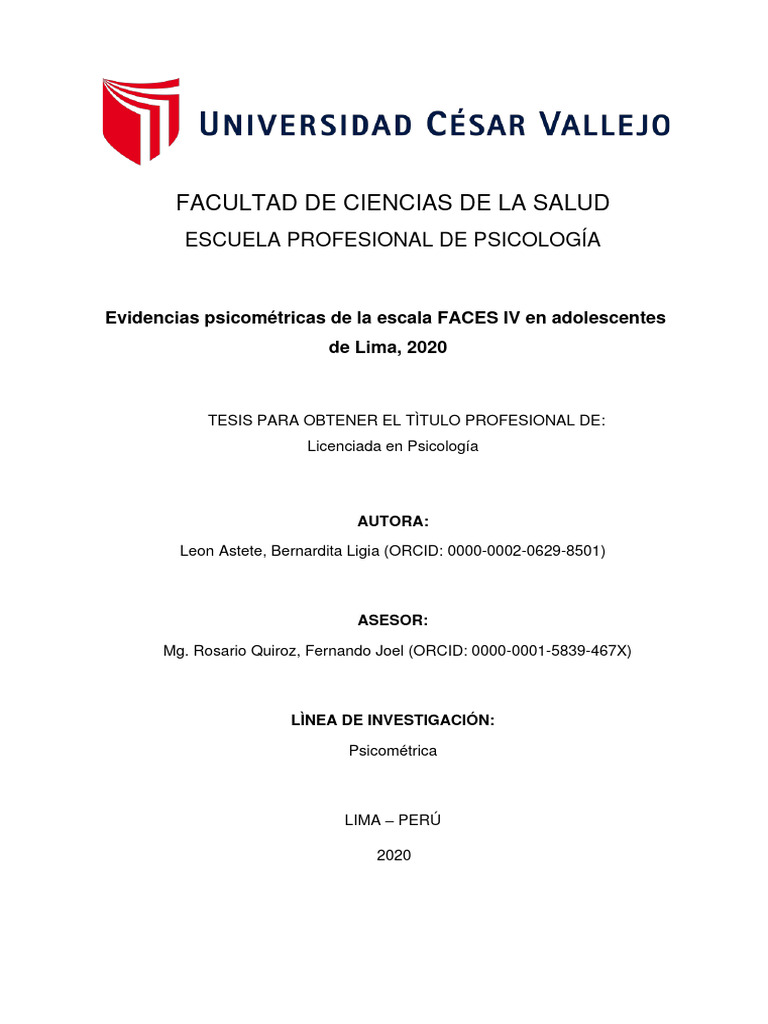 Escala Faces IV | Descargar gratis PDF | Validez (Estadísticas ...
