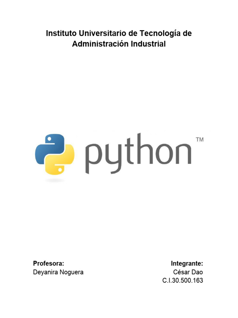 Informe de Python de Cesar Dao I2SA | PDF | Lenguaje de programación ...