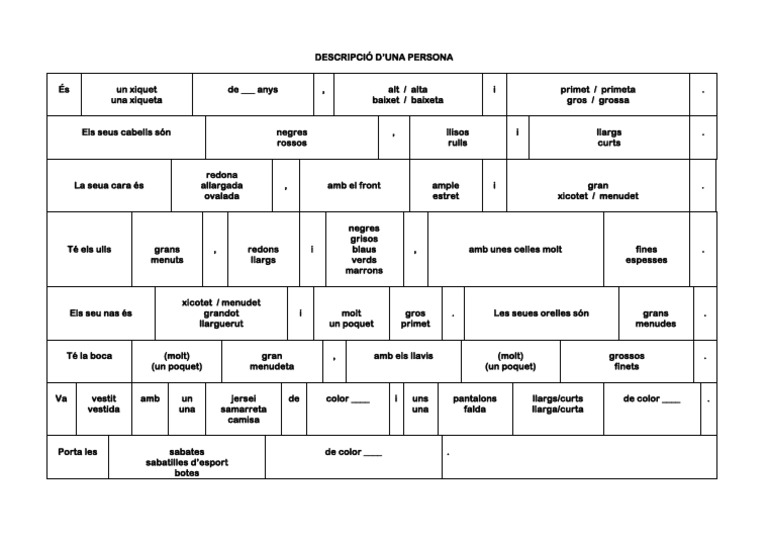 Esquema Per A La Descripció D'una Persona | PDF