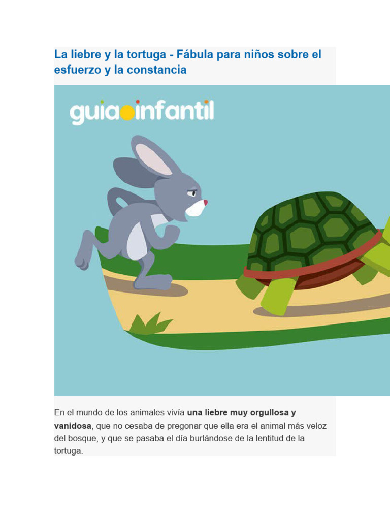 FABULA La Liebre y La Tortuga | PDF