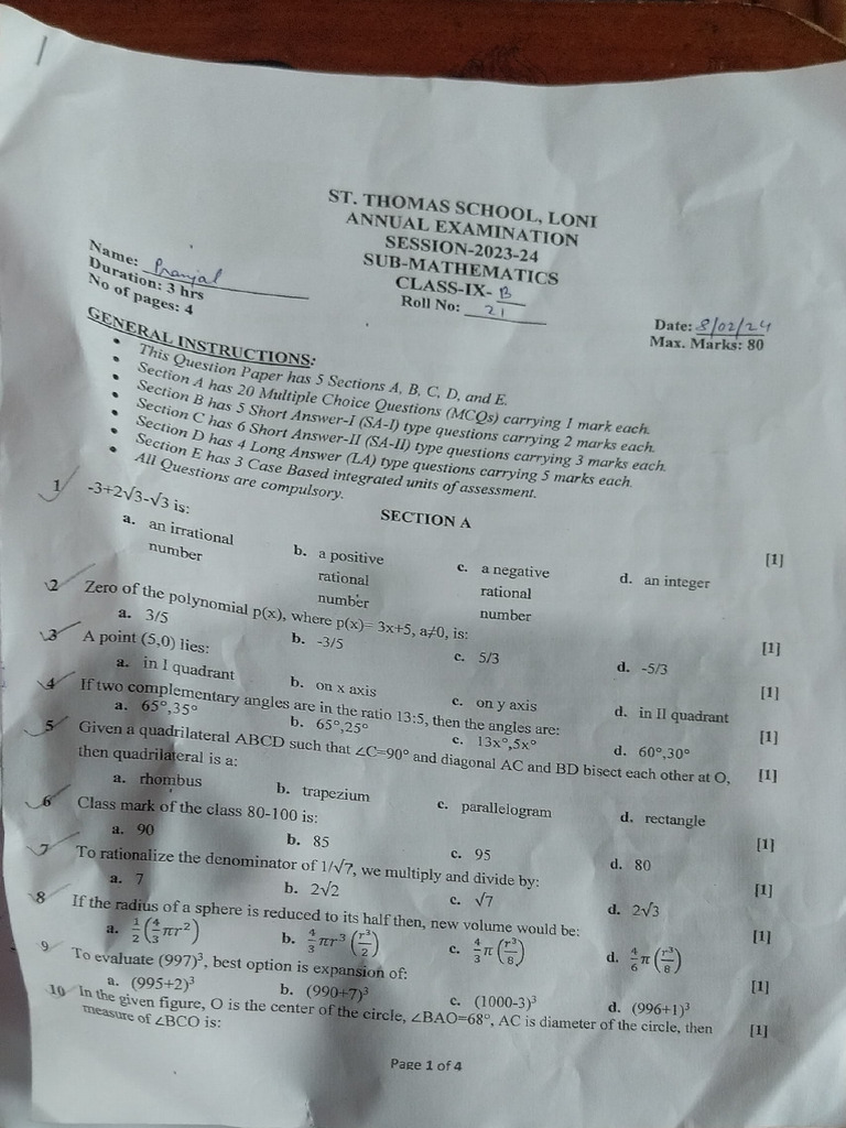 2023-24 Final | PDF | Elementary Mathematics | Mathematics