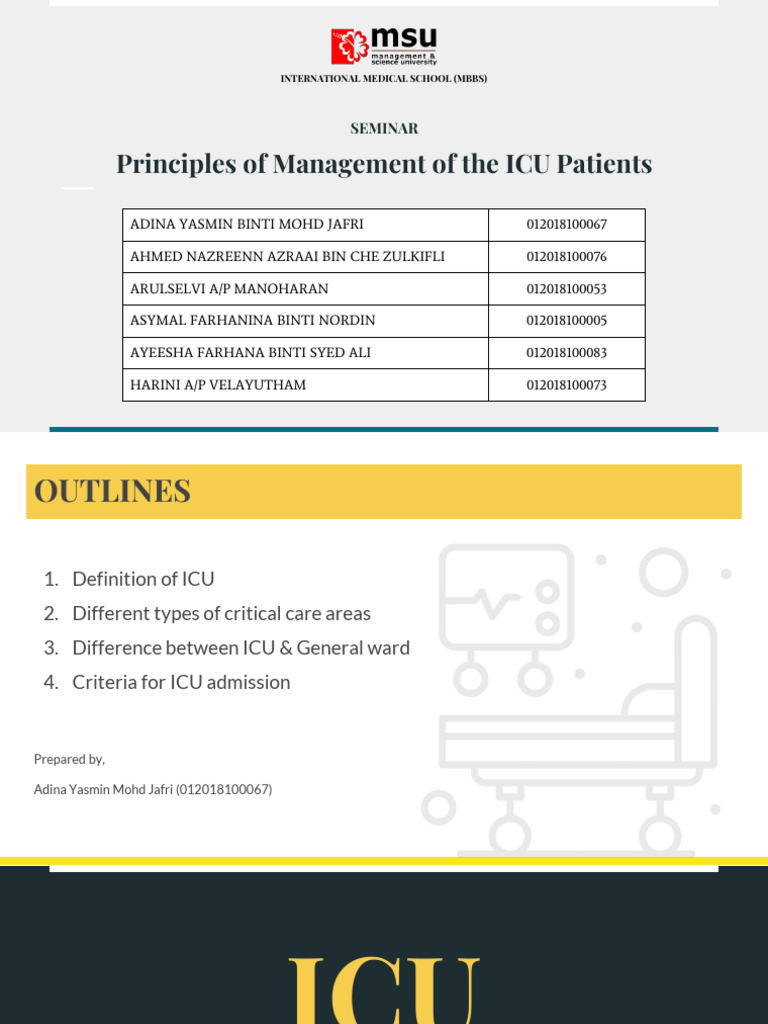 Seminar 4 Principles of Management of ICU Patients | PDF | Shock ...