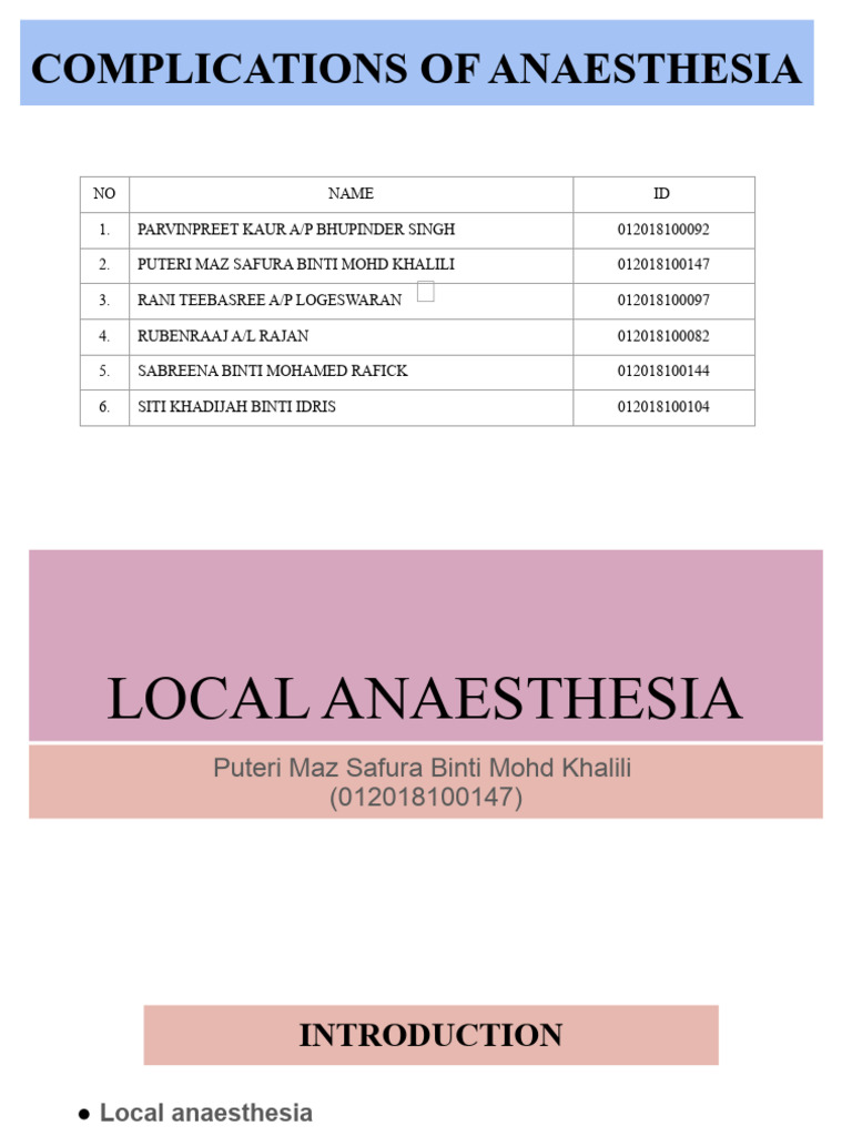 S2 Group D Complications of Anaesthesia | PDF | Anesthesia ...