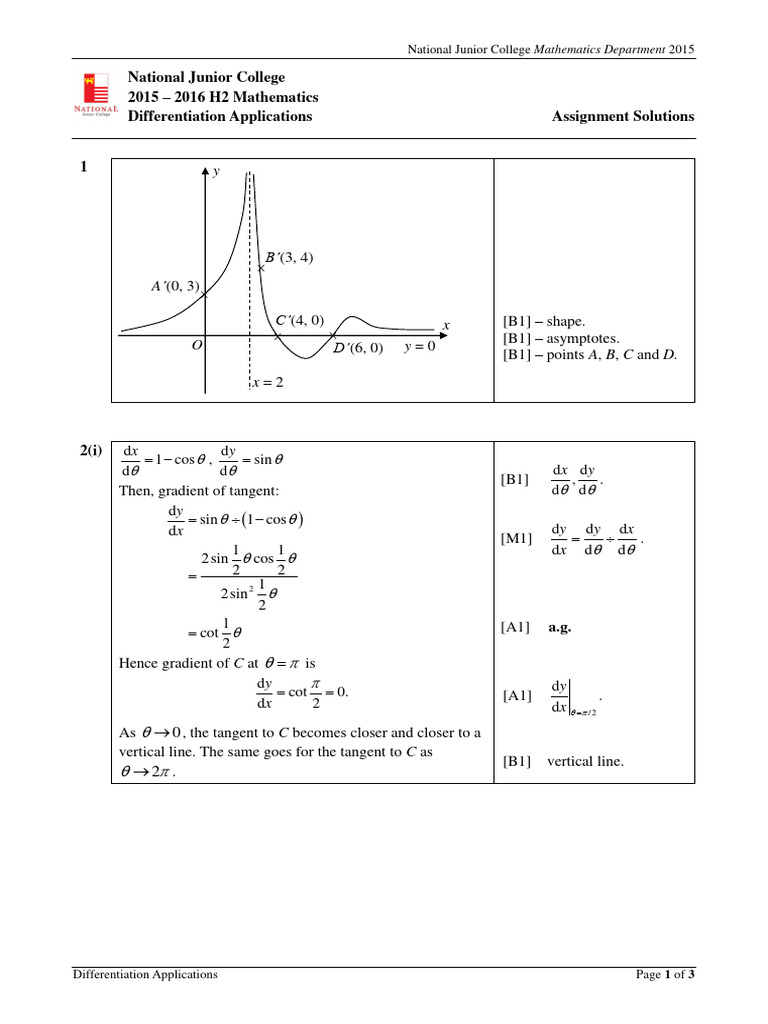 Differentiation Applications Assignment Solutions | PDF | Calculus | Equations