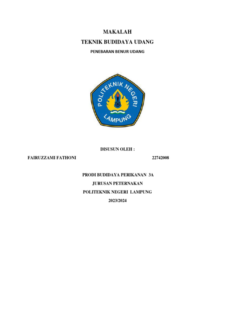 Teknik Penebaran Benur Udang Vaname | PDF