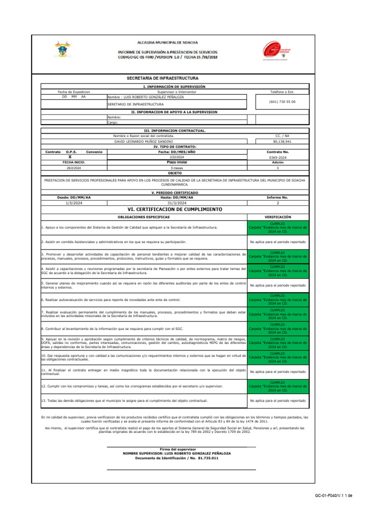 1. Formato Supervisión | PDF