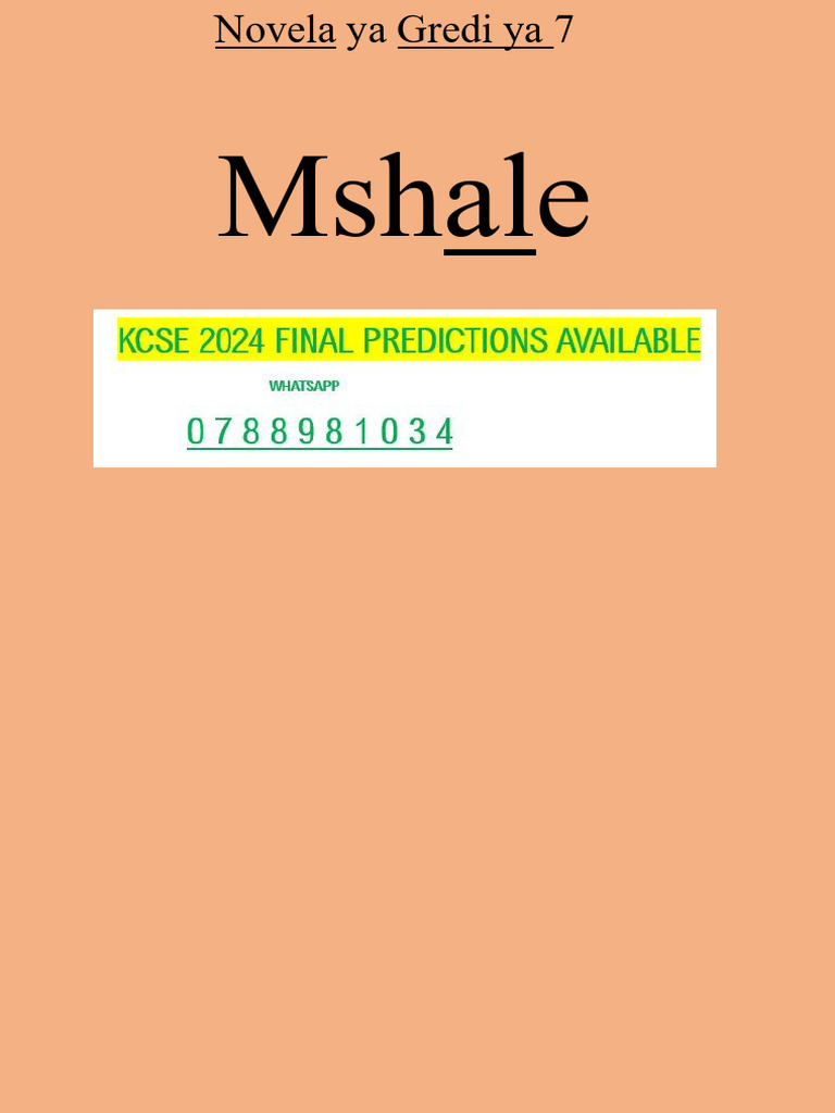 Mshale Wa Matumaini by John Habwe. | PDF