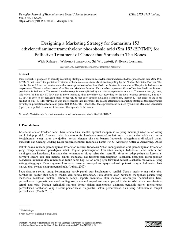 Designing A Marketing Strategy For Samarium 153 Et | PDF | Pengembangan ...