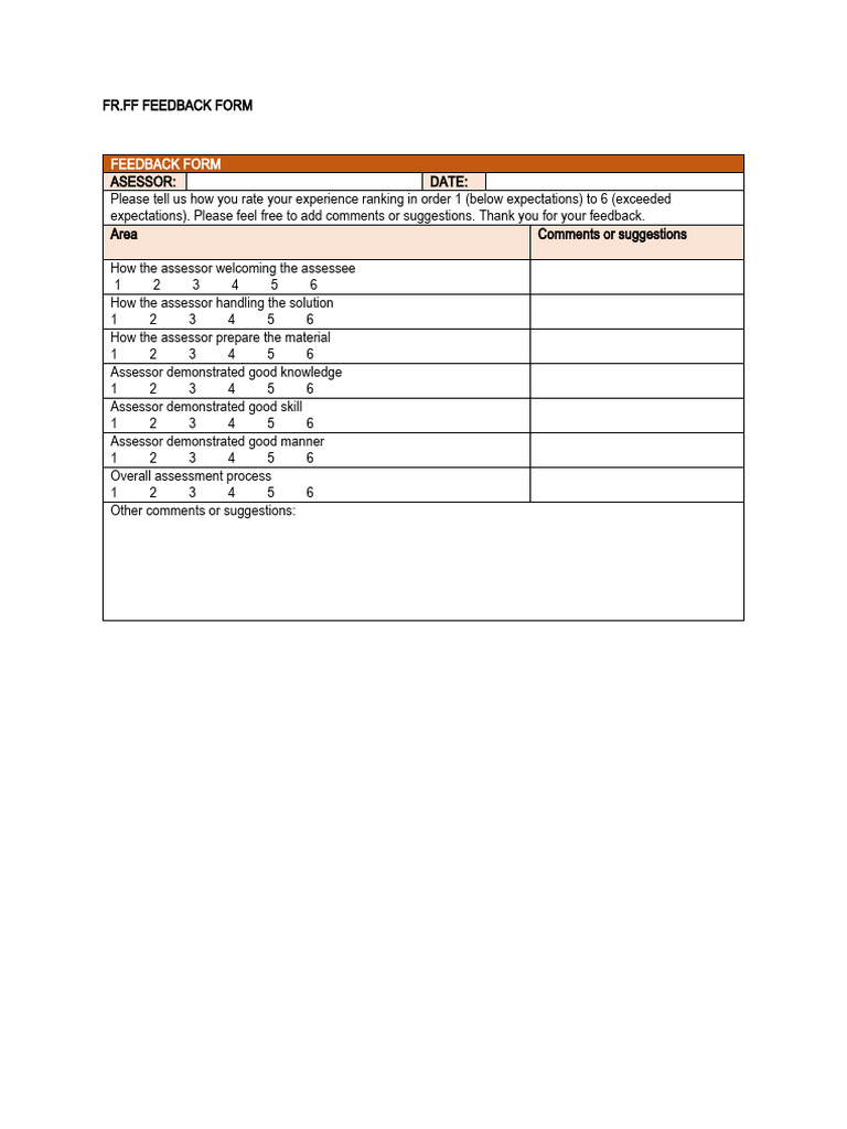 Assessor Feedback Form | PDF