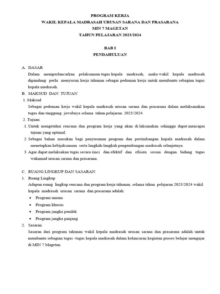 Rencana Program Kerja 2324 | PDF | Karier & Perkembangan