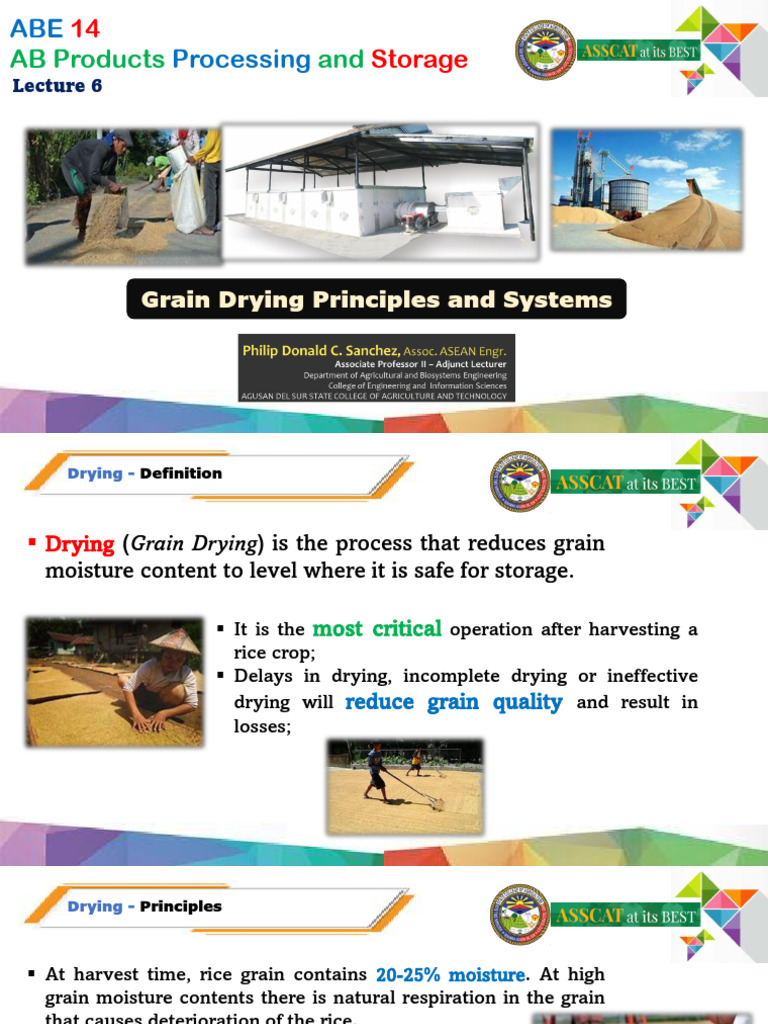 Lecture 6 - Grain Drying Principles | PDF | Rice