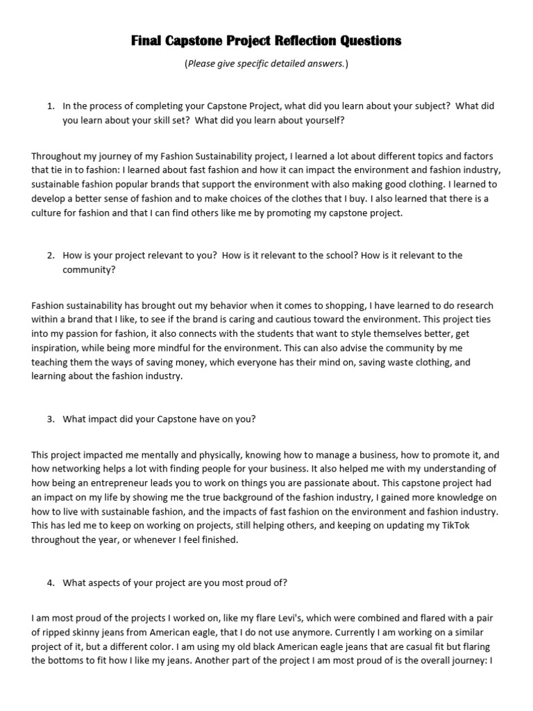 Capstone Final Reflection | PDF | Fashion | Cognition