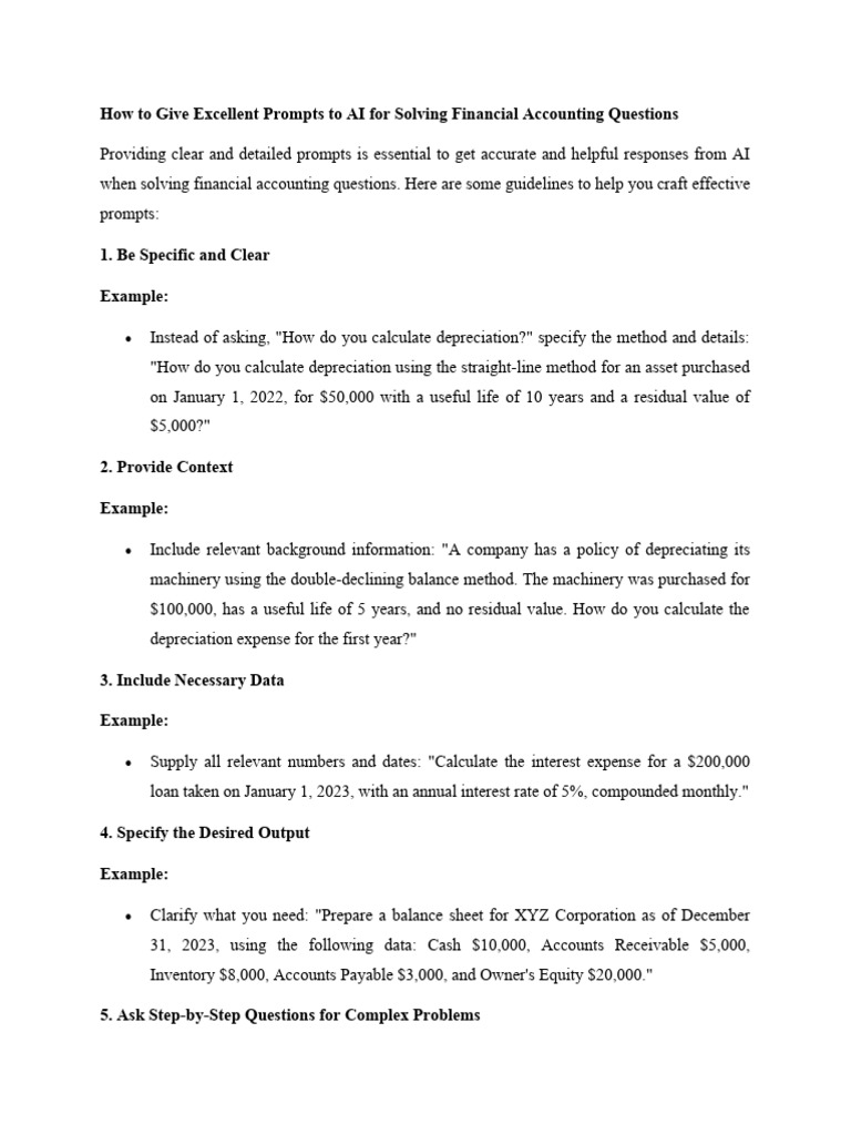 Crafting Effective AI Prompts for Accounting | PDF | Depreciation ...