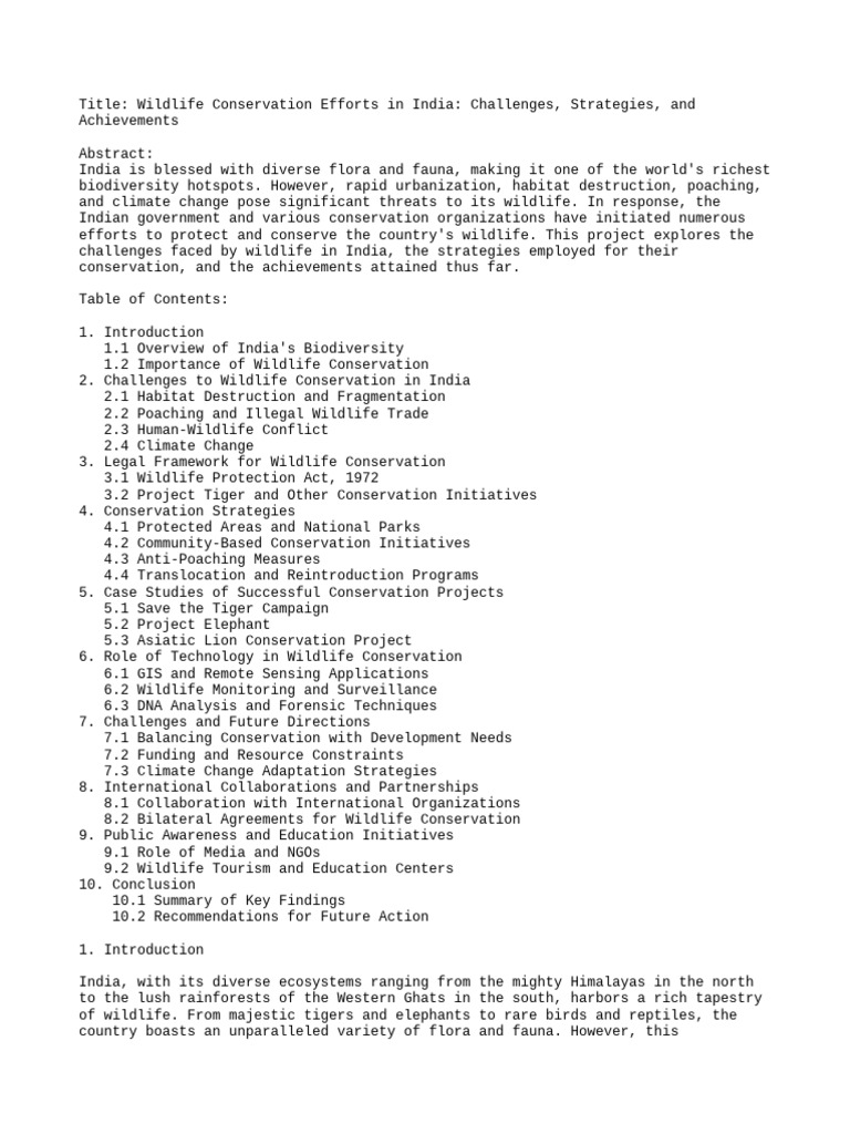 Wildlife Conservation in India: Challenges & Strategies | PDF ...