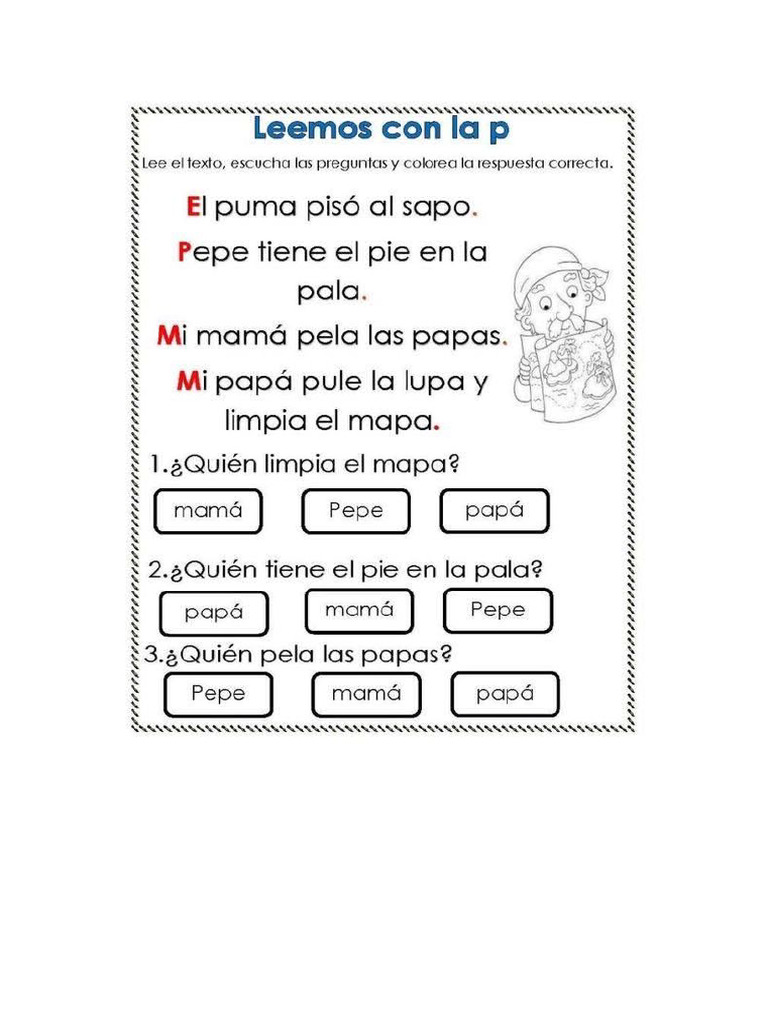 Leamos Con La Letra P | PDF