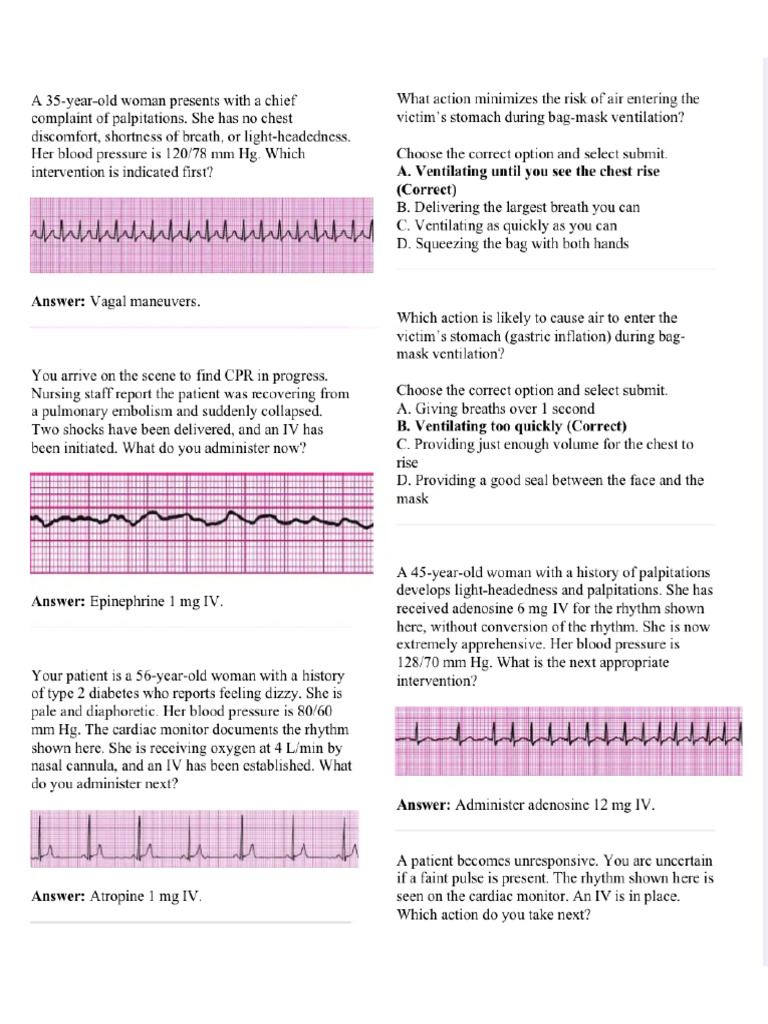ACLS Pre Test Answers-7 | PDF