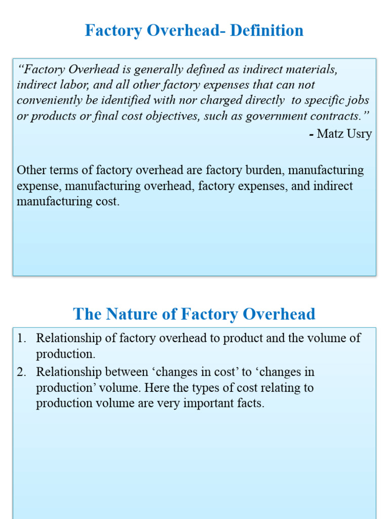 Factory Overhead | PDF | Business Economics | Economies