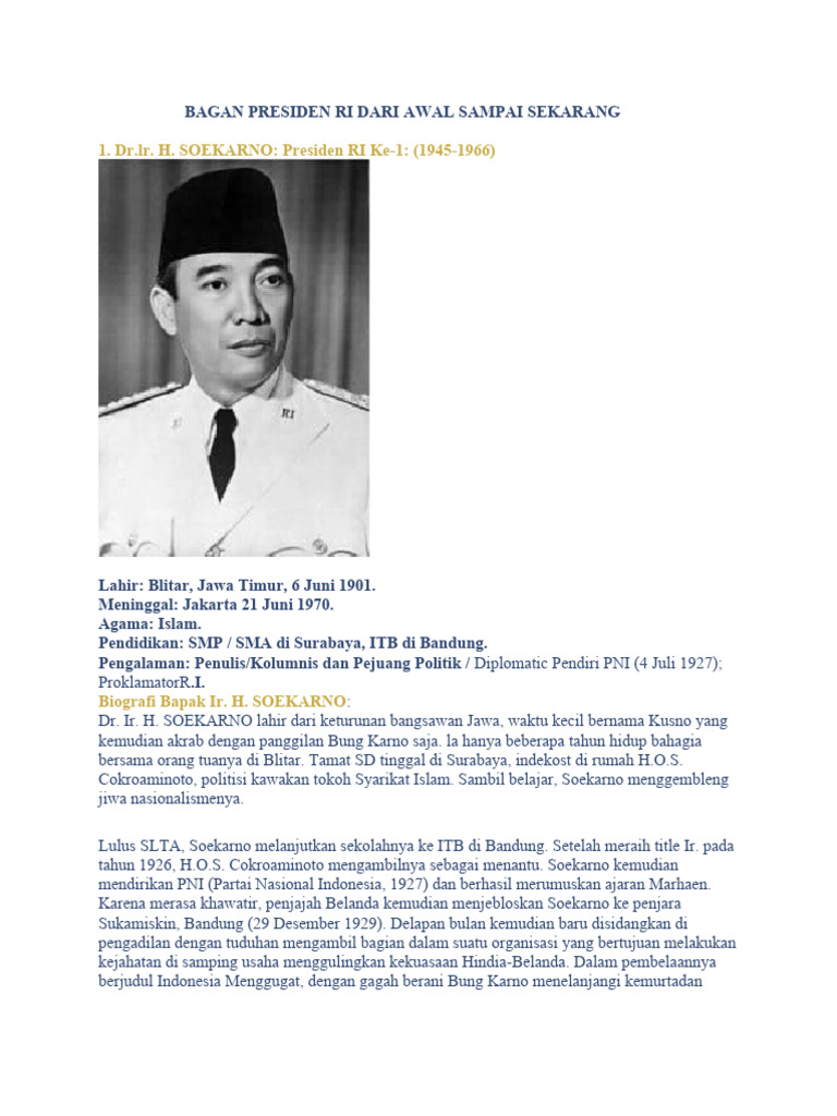 Bagan Presiden RI Sejak 1945 | PDF