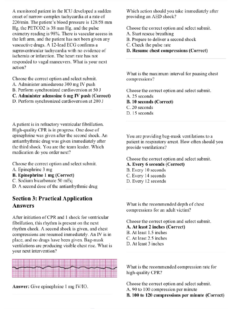 ACLS Pre Test Answers-9 | PDF