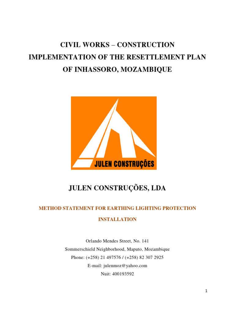 2-Method Statement For Earthing, Lighting and Protection Installation ...