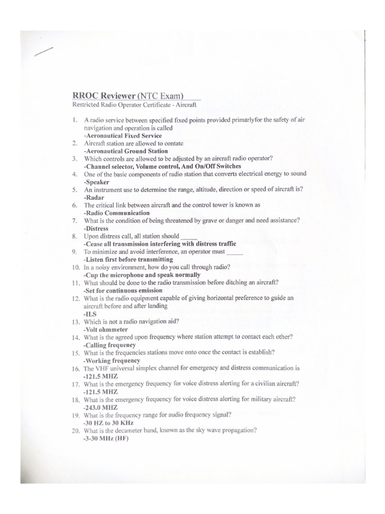 RROC Reviewer NTC Exam | PDF