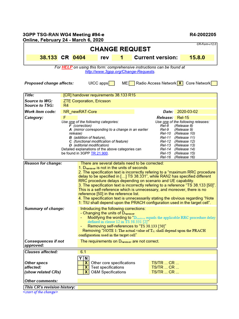 draft R4-2002205 [CR] handover requirements 38.133 R15 v2 | Download ...