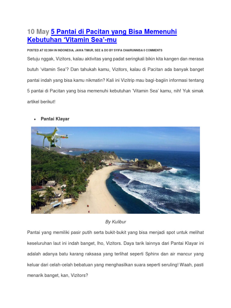 5 Pantai Di Pacitan Yang Bisa Memenuhi Kebutuhan Vitamin Sea'-Mu-1 | PDF | Perjalanan