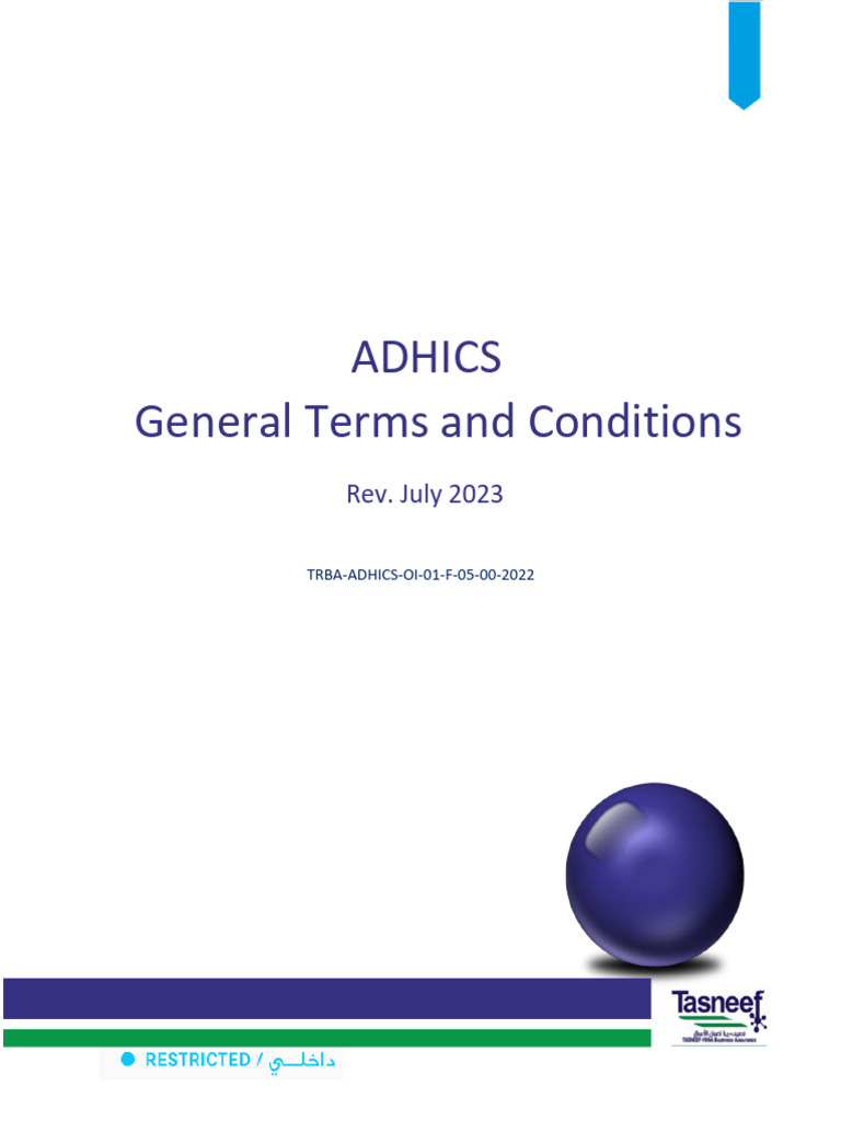 ADHICS General Terms & Conditions - Rev. July 2023 | PDF | Legal ...