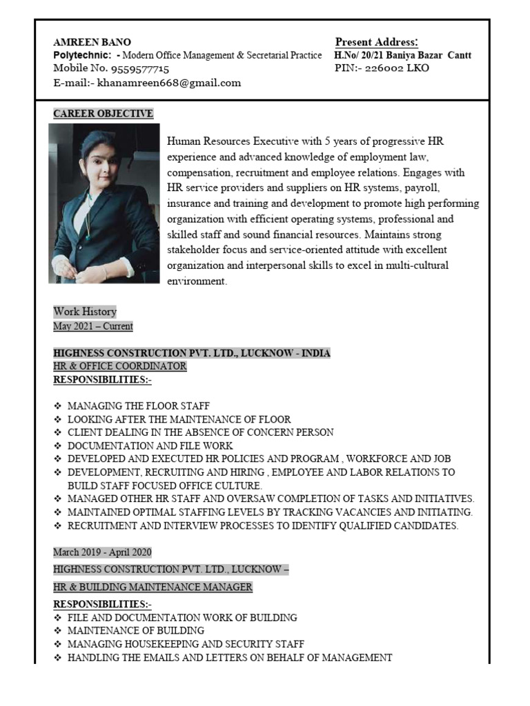 Amreen CV - Training Co-Ordinator | PDF | Human Resources | Recruitment