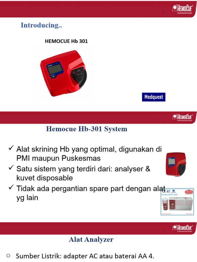 Hemocue 301 Presentation | PDF | Sains & Matematika