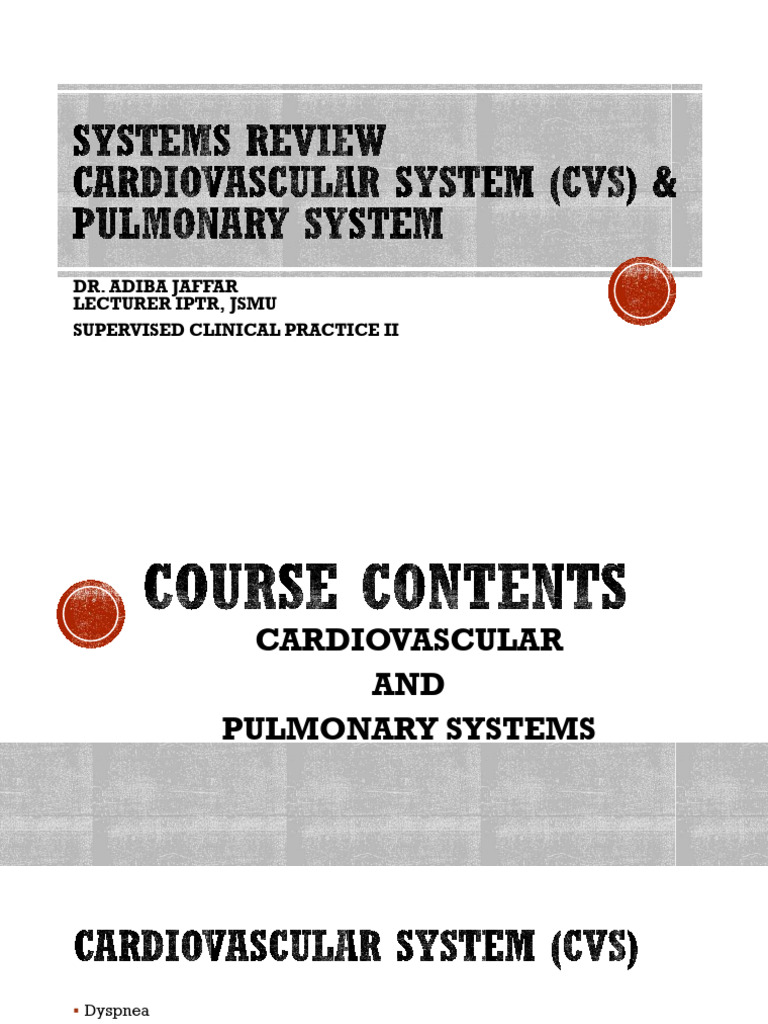 Cardiovascular & Pulmonary Review | PDF | Pulse | Diastole