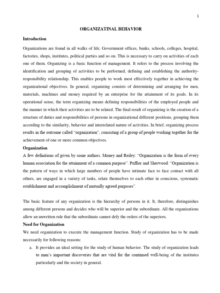 Organizational Behaviour JNTUH Notes UNIT-1 | PDF | Perception | Senses